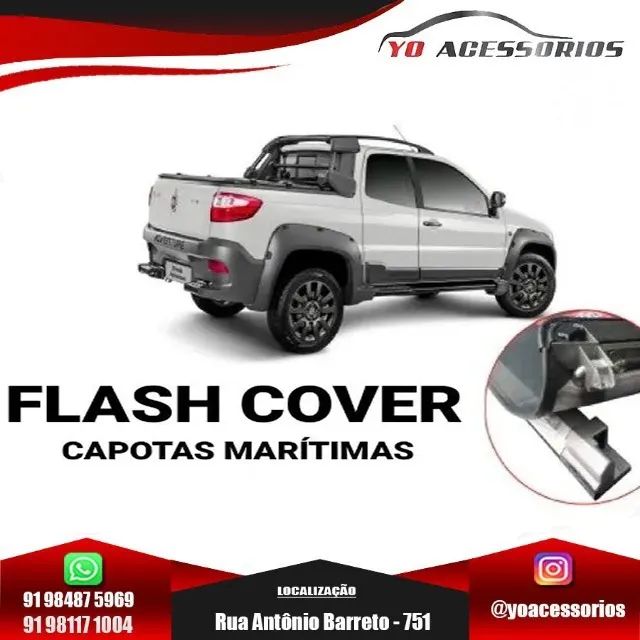 Capota Lona Marítima Flash Cover Fiat Strada Vw Saveiro GM S-10 Ford ...