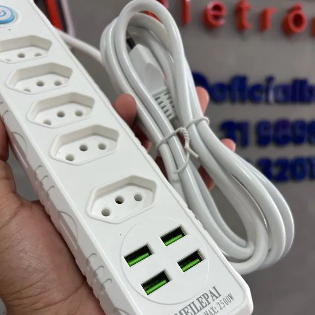 Extensão filtro de linha 5 tomadas 4 Usb com 2 metros Good - Periféricos e Acessórios de ...