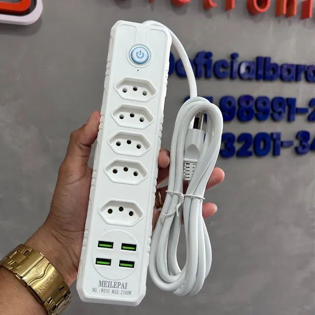 Extensão filtro de linha 5 tomadas 4 Usb com 2 metros Good - Periféricos e Acessórios de ...
