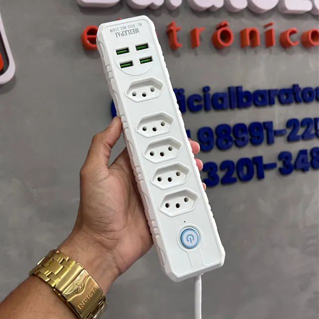 Extensão filtro de linha 5 tomadas 4 Usb com 2 metros Good - Periféricos e Acessórios de ...