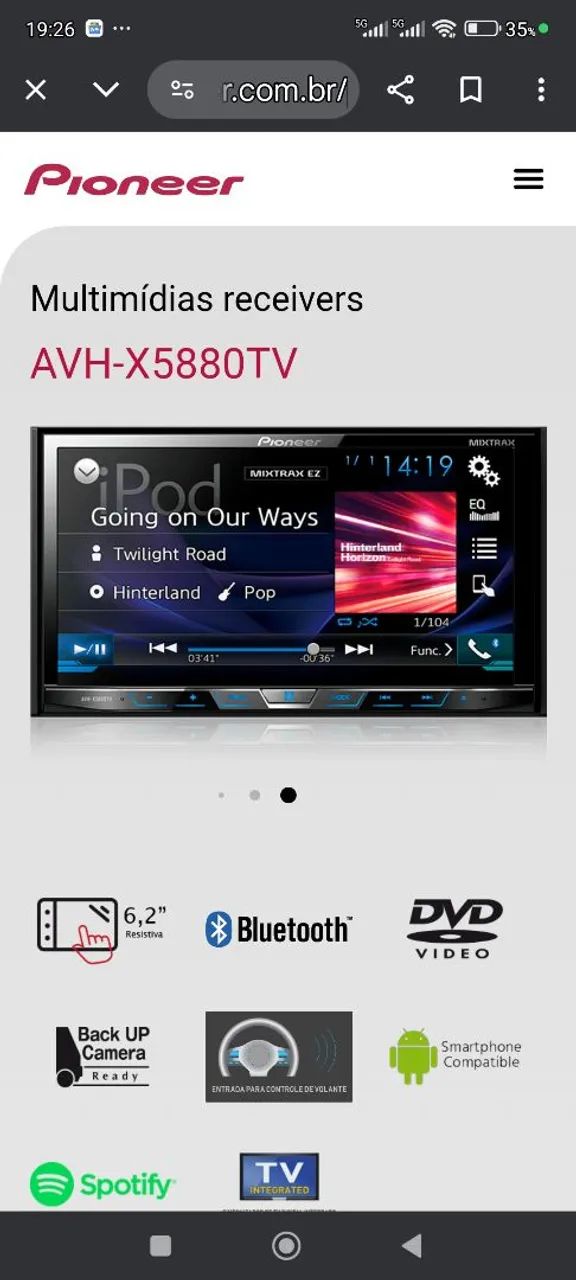 DVD PLAYER PIONEER TELA 7 POLEGADAS 2-DIN AVH-X5880TV - DVD, Blu-Ray e ...