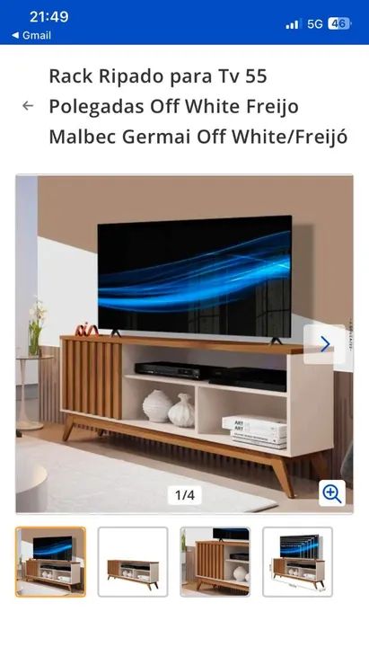 Rack Ripado para TV 55 Polegadas Off White Freijó Malbec Germai - Racks e Painéis - Colubande ...