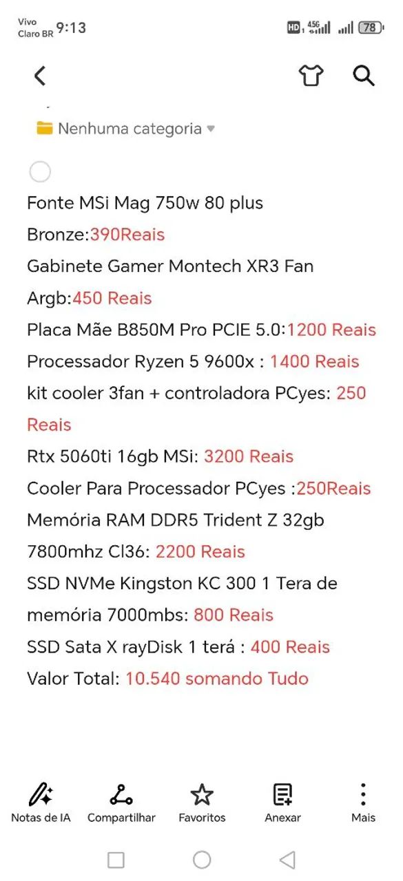 Pc gamer AM5 Pcie5.0 Vendo ou Troco por iPhone 17 pro Max ...