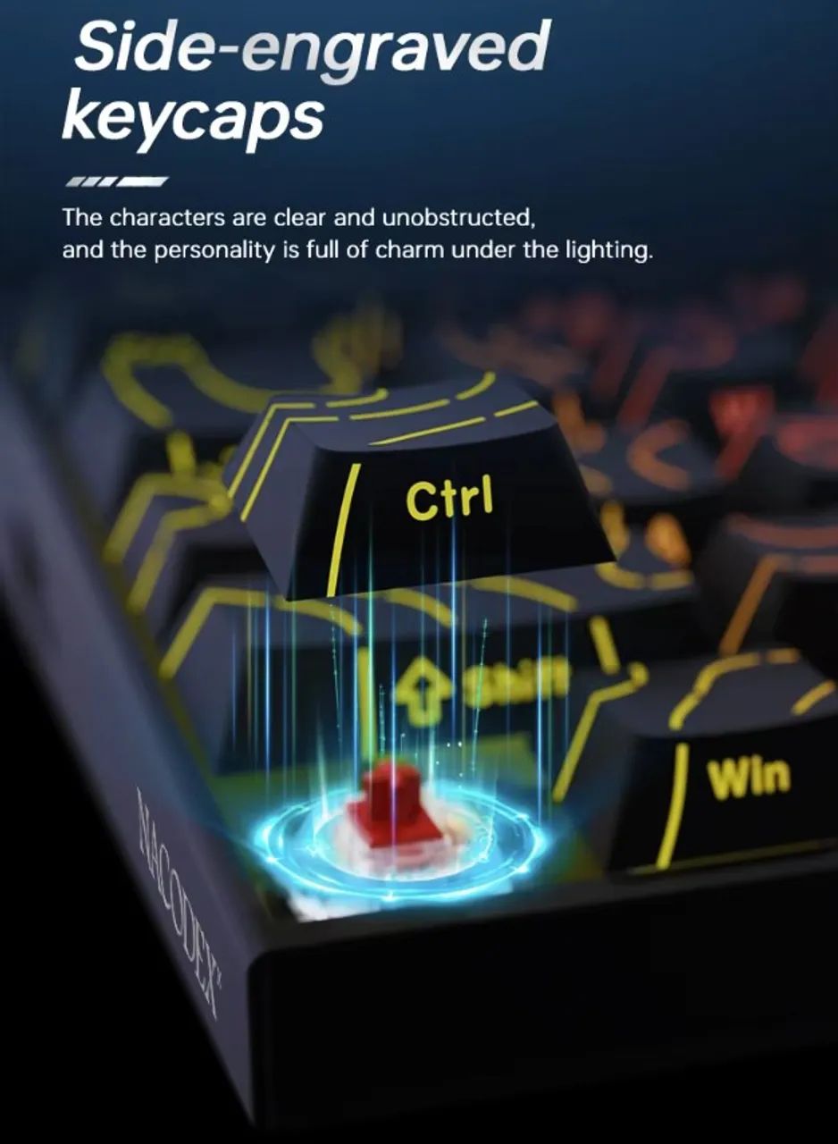 Teclado Gamer Mecânico Ajazz Nacodex NK68 68% ARGB Switch Red Axis ANSI ...