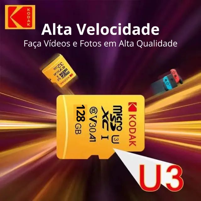 Cartão Micro SD Kodak 128gb 4k A1 Class10 Plus - Armazenamento - Centro ...