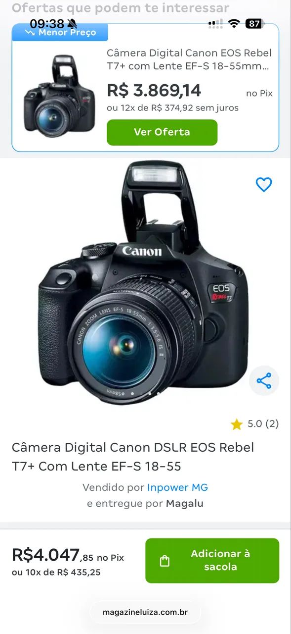 camera profissional canon eos rebel t7 como nova - Câmeras e Filmadoras ...