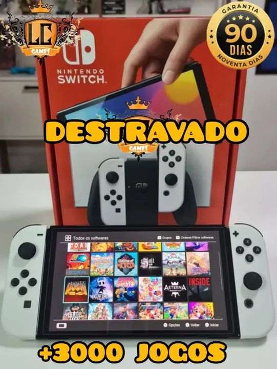 NINTENDO SWITCH OLED [ NOVO DESBLOQUEADO ] +JOGOS 3000 +GARANTIA ...