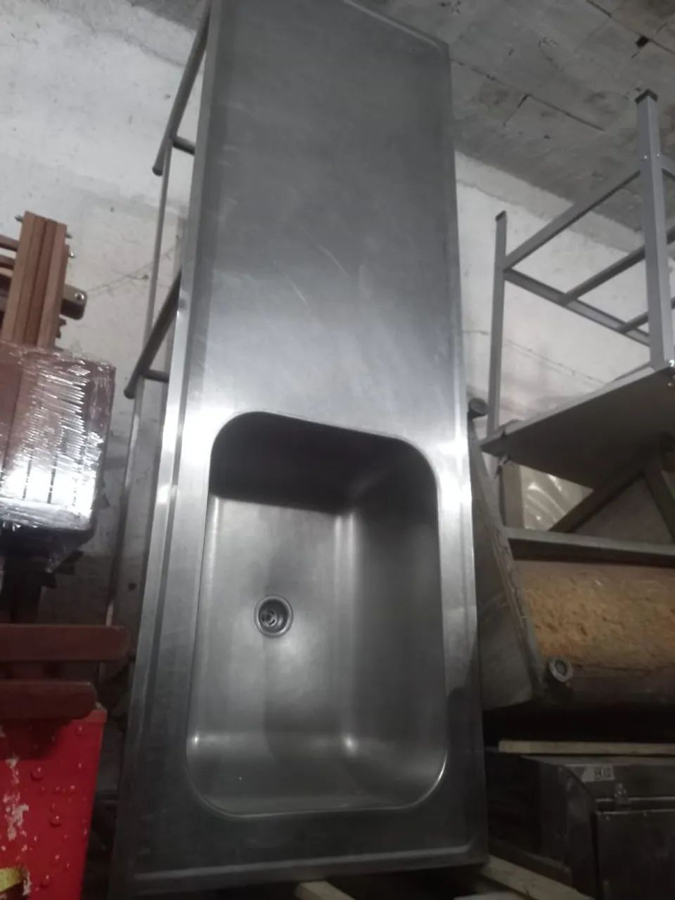 Bancada inox c/ pia bojo fundo aço inox 304 c/ aparador medidas 2,05x0 ...