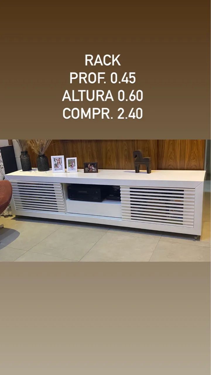 Rack Branco Moderno 2,40m - Design Elegante - Racks e Painéis - Jardim ...