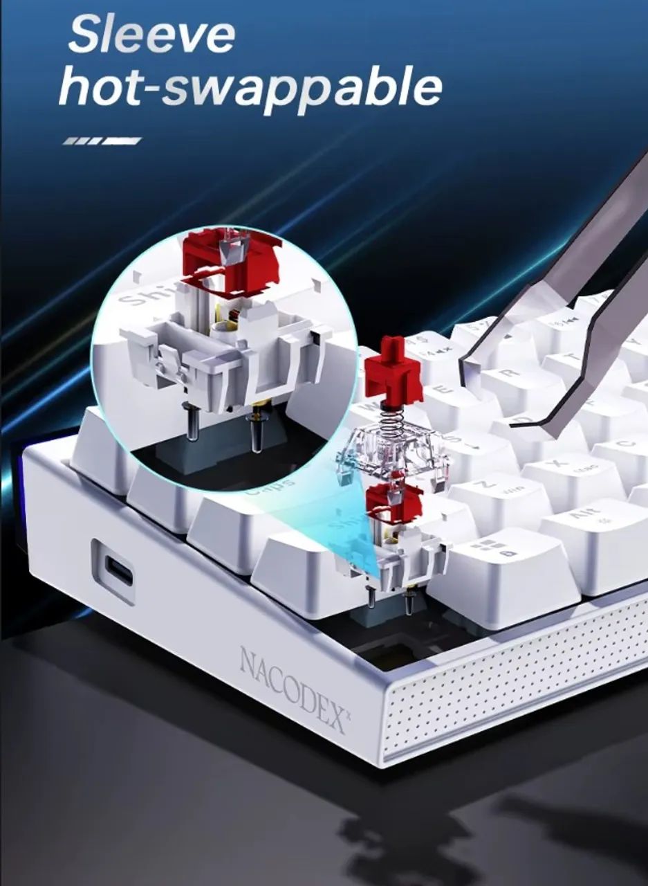 Teclado Gamer Mecânico Ajazz Nacodex NK68 68% ARGB Switch Red Axis ANSI ...