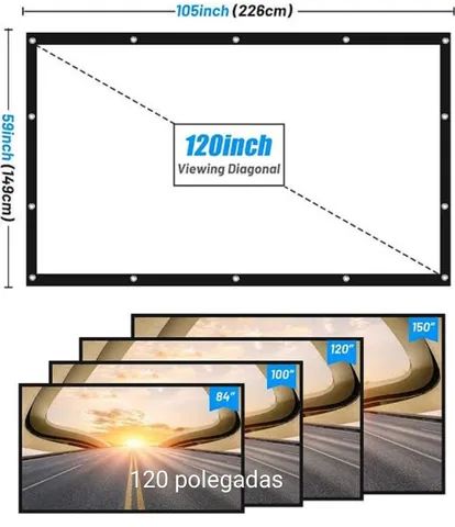 "tela 120 polegadas" no Brasil