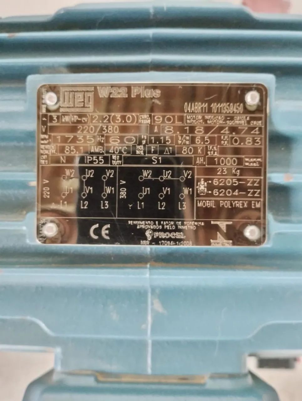 Motor Elétrico WEG W22 Plus 2,2cv 220/380V - Jardinagem e Plantas ...