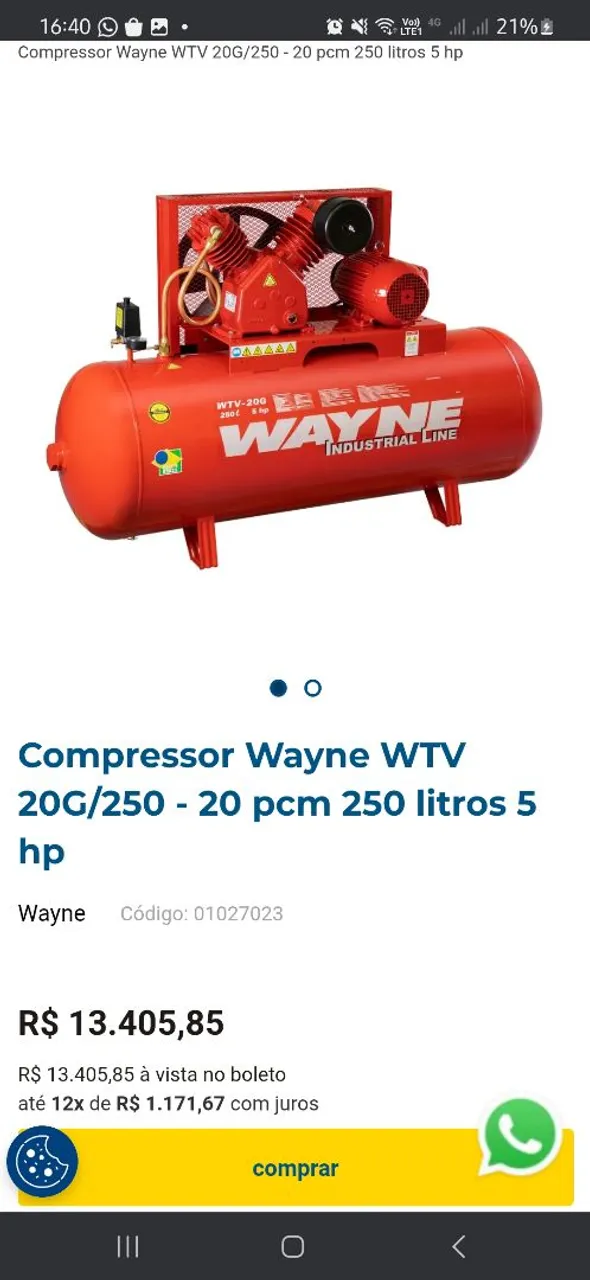 "compressor 250 pcm" no Brasil