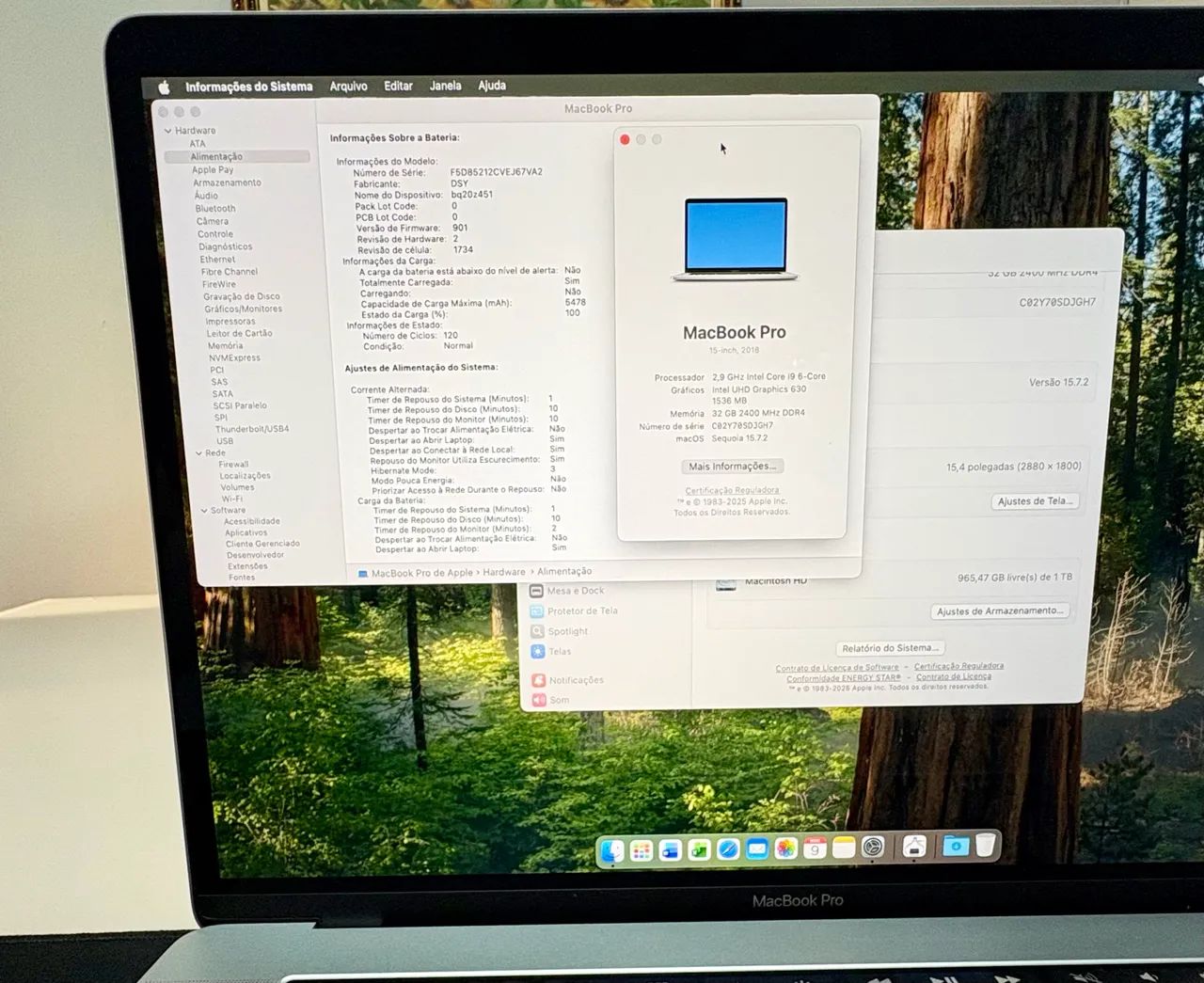 MacBook Pro Touch Bar 15 polegadas (i9/32g/1Tb) placa de vídeo dedicada ...