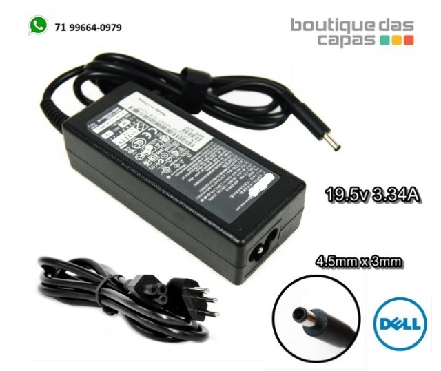 Fonte Notebook Dell 65W 19.5v 3.34A pino 4.5mm x 3.0mm COD ...