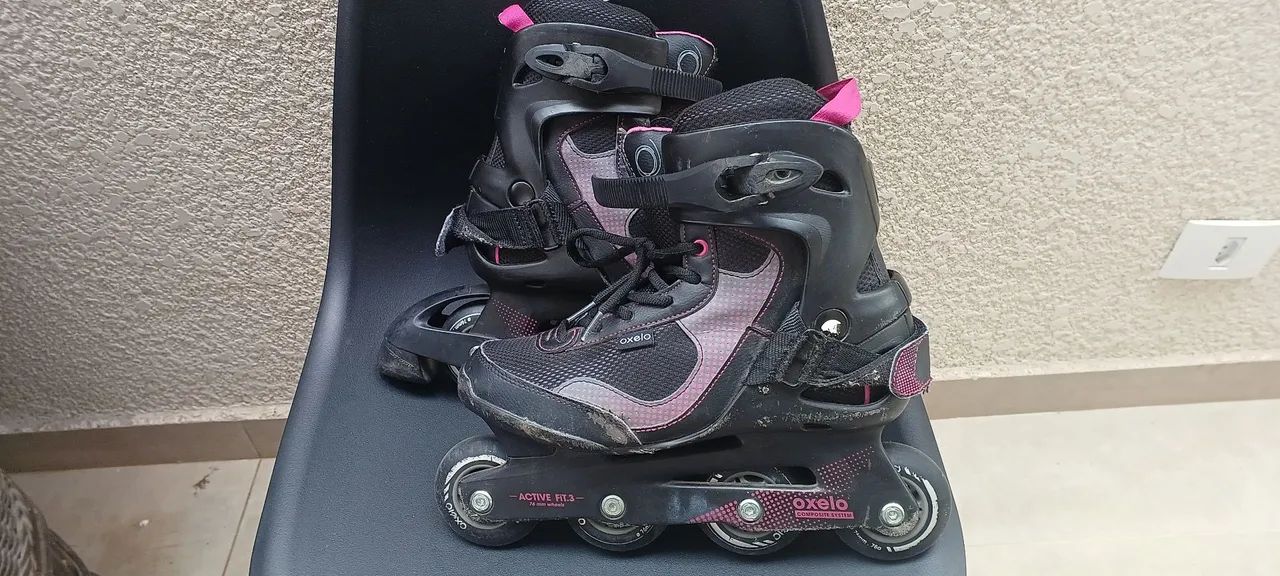 Patins inline Oxelo Active Fit.3 rodas de 76mm - Tamanho 41 - Esportes ...