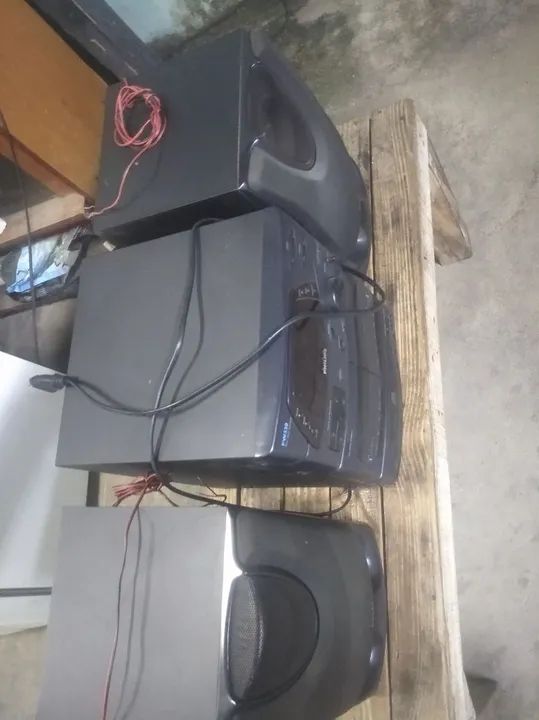 Som microsystem Philco FW330 karaoke toca cd toca fitas rádio relógio ...