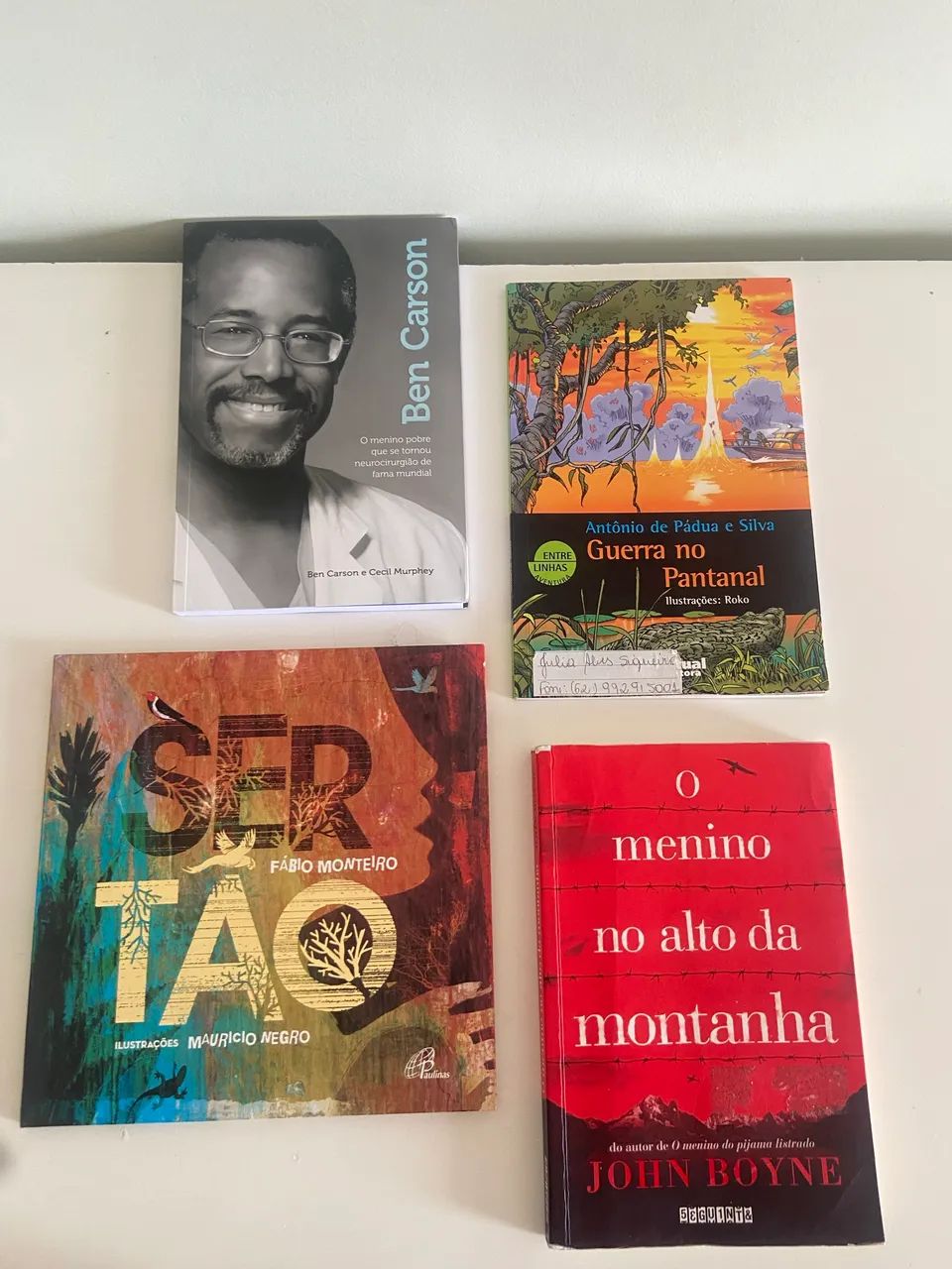 Livros "Ben Carson", "Guerra no Pantanal", "Sertão" e "Menino no alto ...