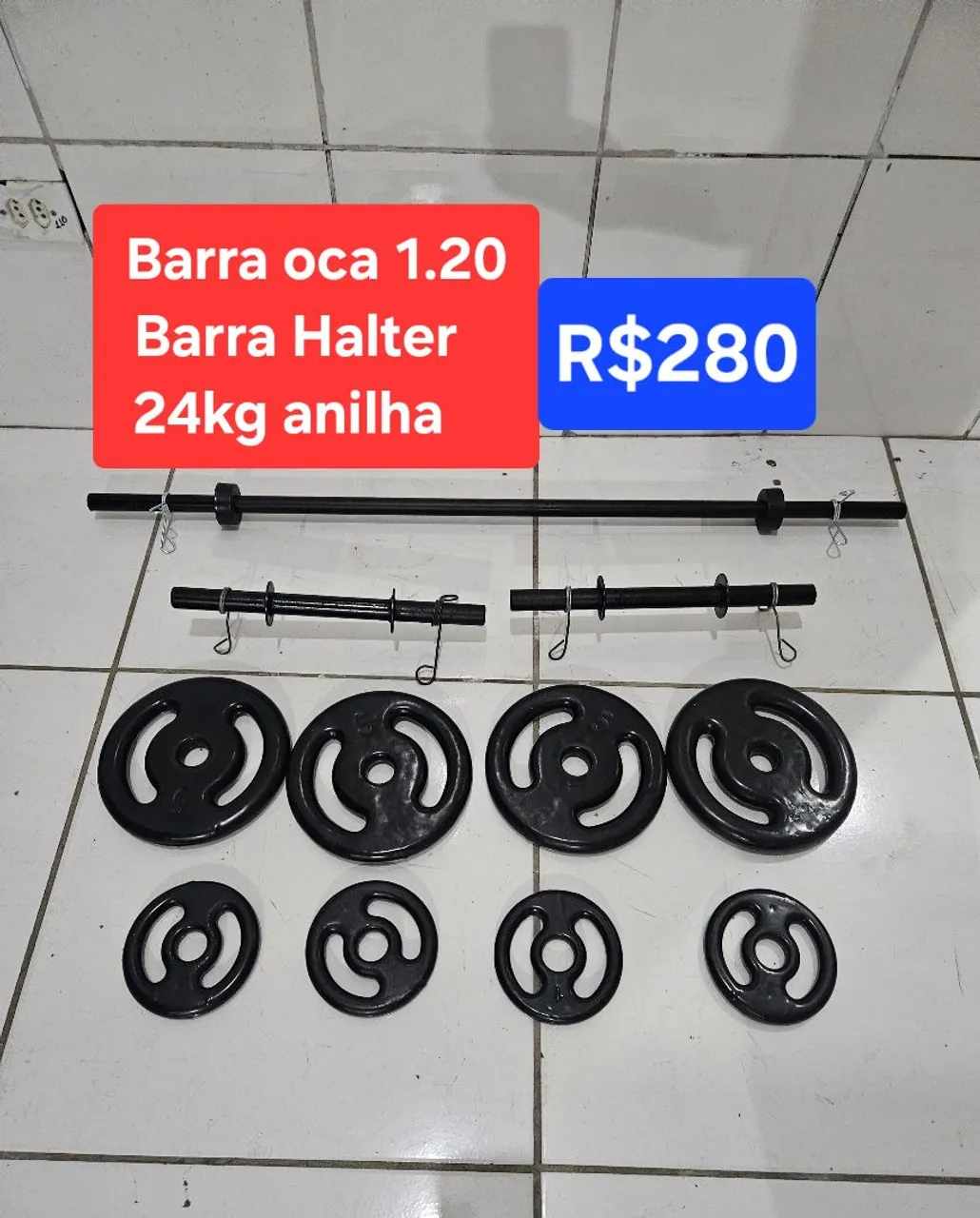 "kit de barras e anilhas" - Academia e Exercícios no Brasil