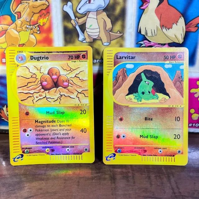 Dugtrio e Larvitar - Cartas Pokémon Reverse da coleção Expedition (2002 ...