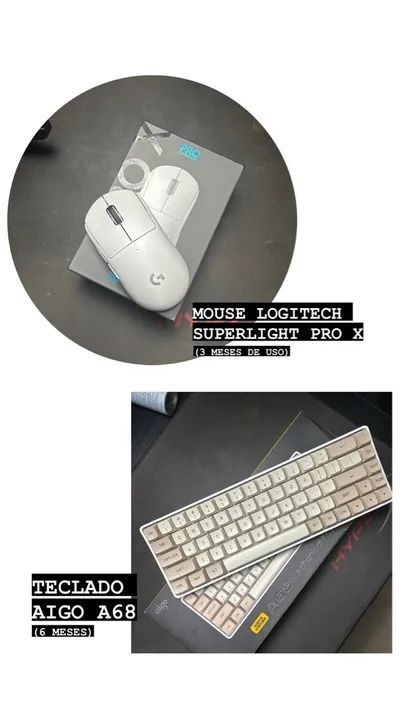 Kit Teclado e Mouse Logitech Superlight Pro X e Aigo A68 - Com ...