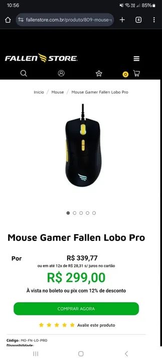 Mouse Gamer Fallen Lobo Pro - Novo - Periféricos e Acessórios de ...