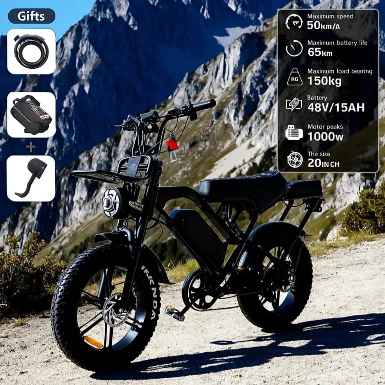 Bicicleta Elétrica VOMO X80 Pro - ZERO KM - Completa - 1000W, 50km/h - Ciclismo - Fonseca ...