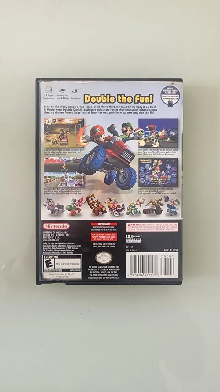 mario kart double dash gamecube com disco de bonus, completo com ...