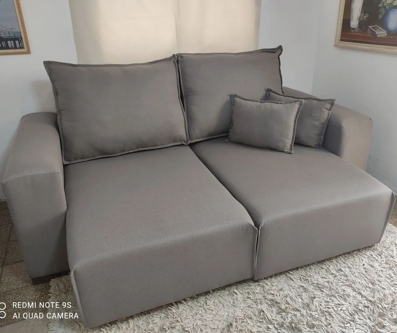 Sofá cama retrátil e reclinável em LINHO.Entrego grátis dependendo onde ...
