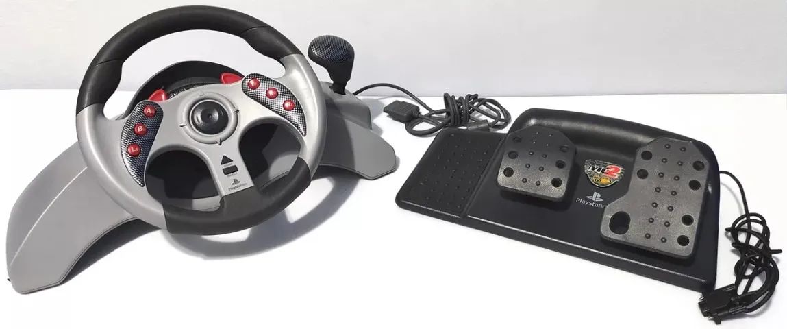 Controle Manete Volante MadCatz MC2 Racing Wheel and Pedals PS2 PS1 ...