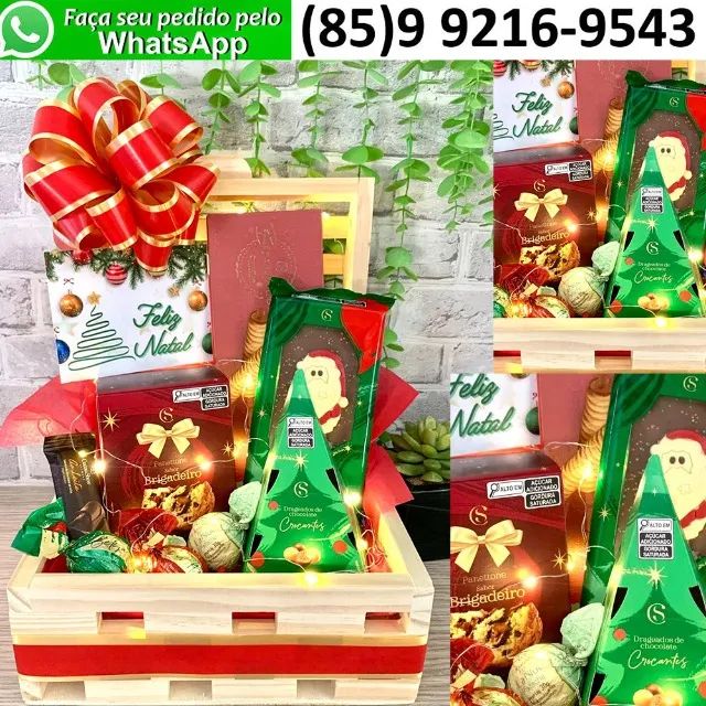 Kit Cesta Natalina Presente Natal Panettone Brigadeiro Wafer Lanut