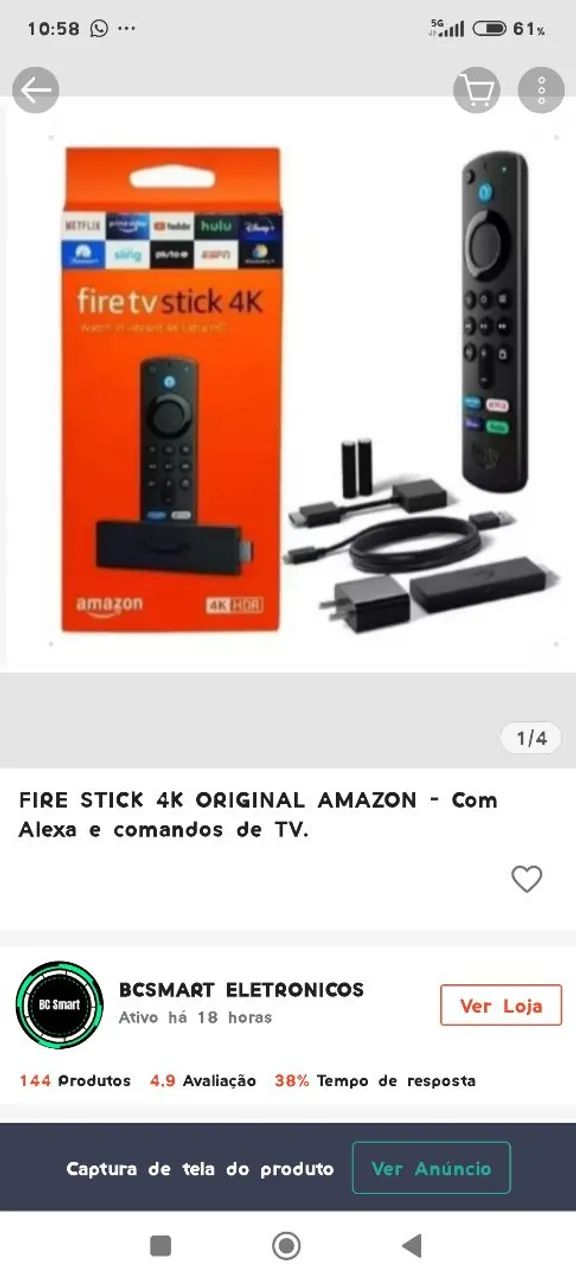 Tv FIRE STICK 4K ORIGINAL AMAZON - Com Alexa e comandos de TV ...
