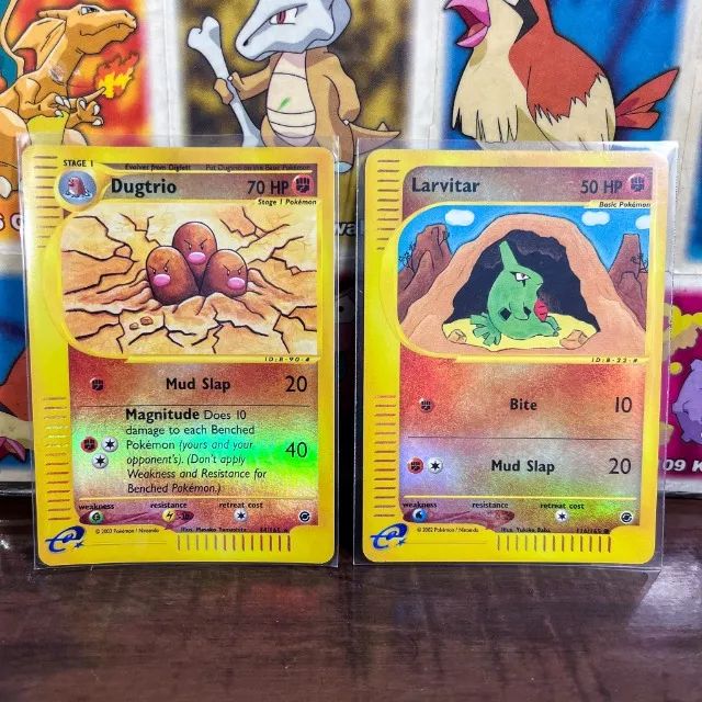 Dugtrio e Larvitar - Cartas Pokémon Reverse da coleção Expedition (2002 ...