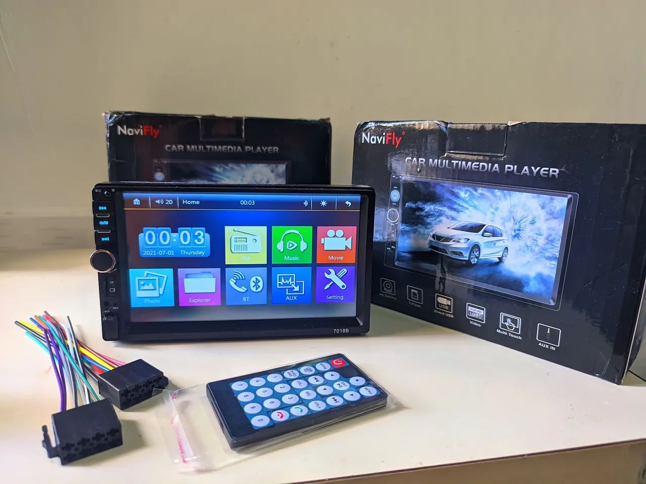 Central Multimídia MP5 Automotiva 1 Din Bluetooth USB/AUX/TF 7 ...