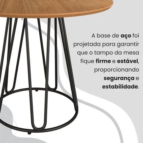 Mesa de Jantar Redonda 90x90 Base Omega Tampo MDF Malibu Preto ...