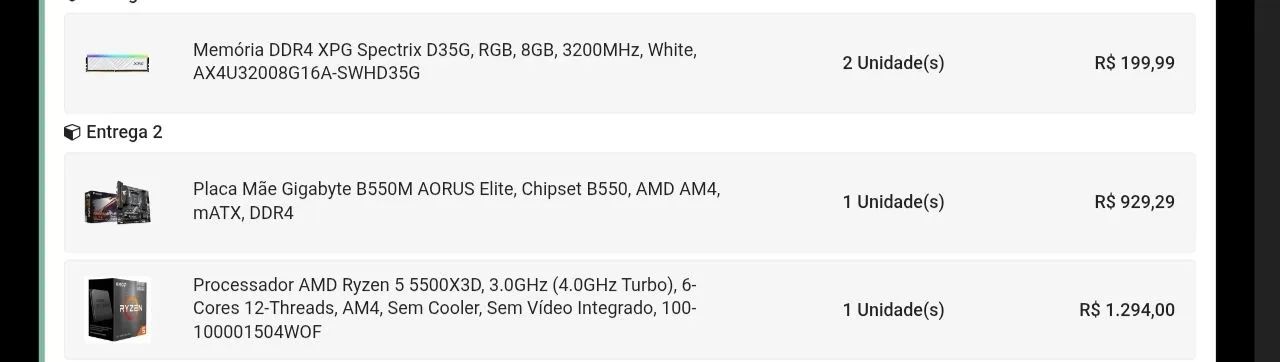 KIT UPGRADE GAMER RYZEN5 5500X3D + 16GB RAM + PLACA MÃE + COOLER ...