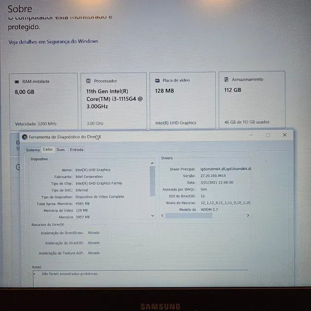 Notebook Samsung i3 11th - 8Gb Ram - SSD - Notebooks - Norte (Águas ...