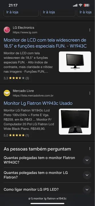 Monitor LCD LG Flatron W1943C 19 polegadas - Monitores - Champagne ...