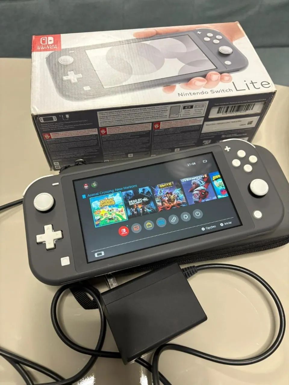 Nintendo Switch Lite Cinza + Case + SD 256gb Perfeito estado - Consoles ...