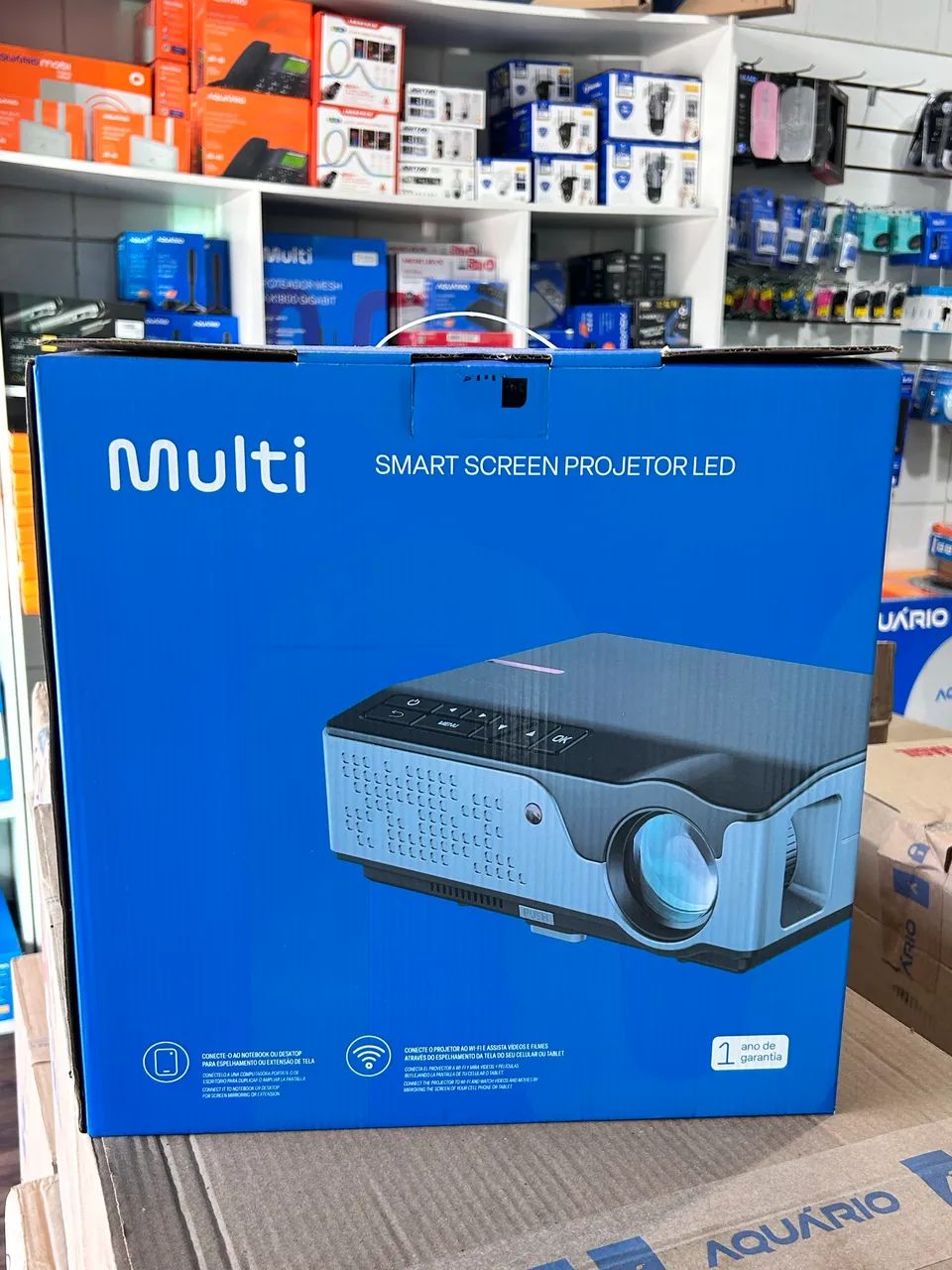 Projetor Led de Imagens Multi 250 Polegadas com Wi-Fi + Controle 4500 ...