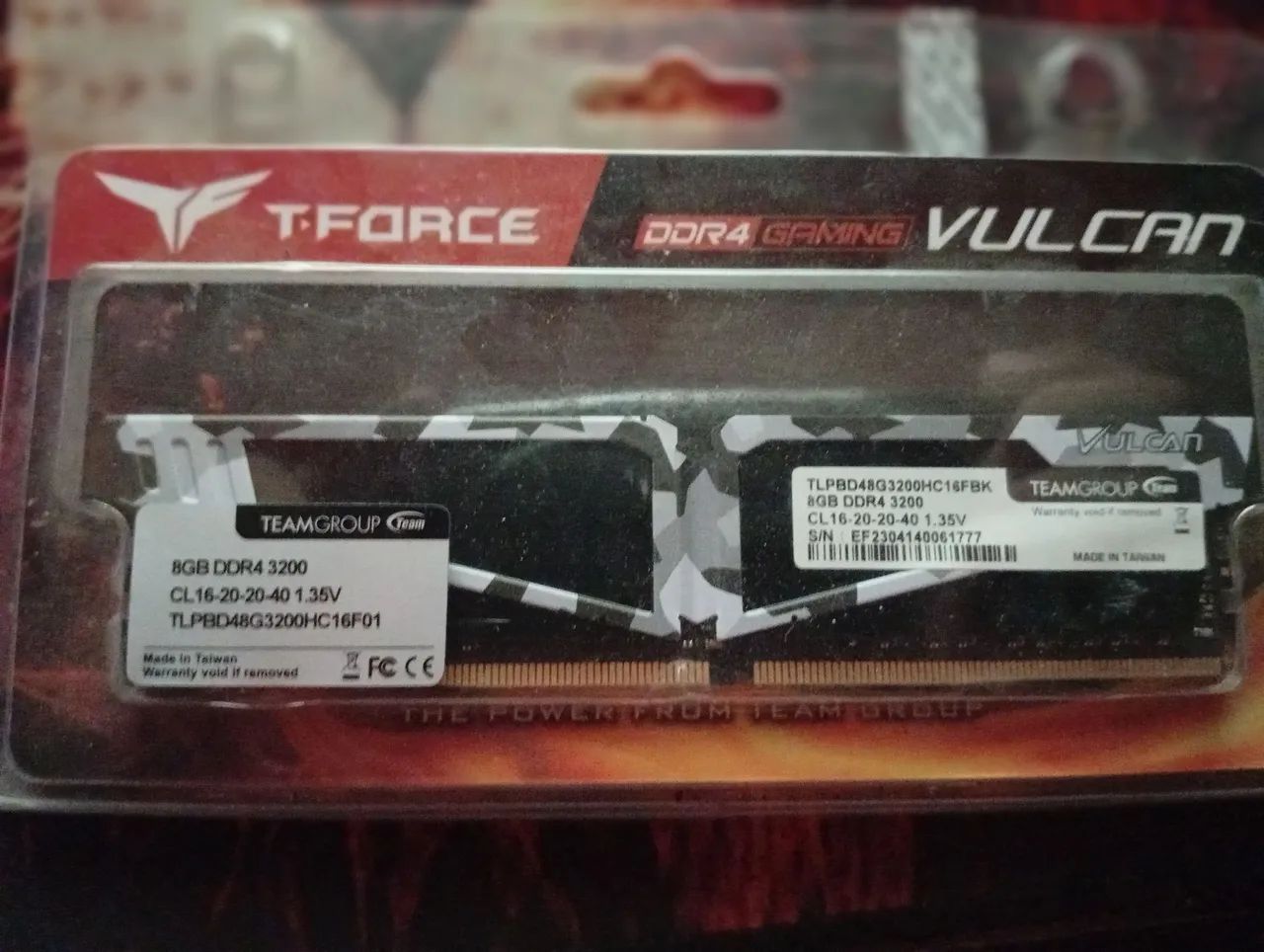Memória RAM TForce DDR4 8GB 3200MHz Vulcan