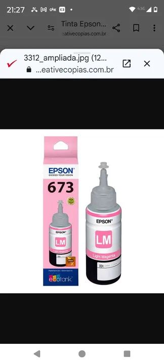 Tinta Epson 673 LM Light Magenta para Impressora Ecotank - Itens Para ...