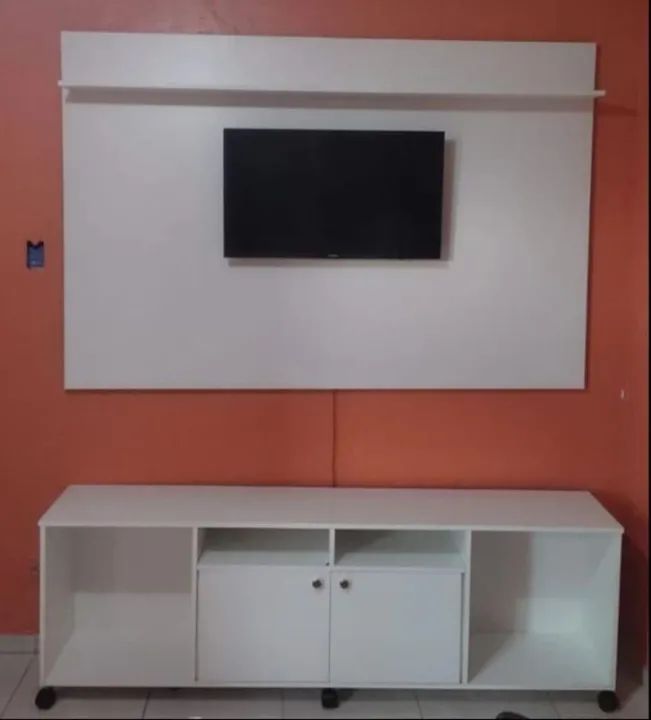 Rack para TV com Painel Branco (rodinhas no rack - Racks e Painéis - Cidade de Deus, Manaus ...