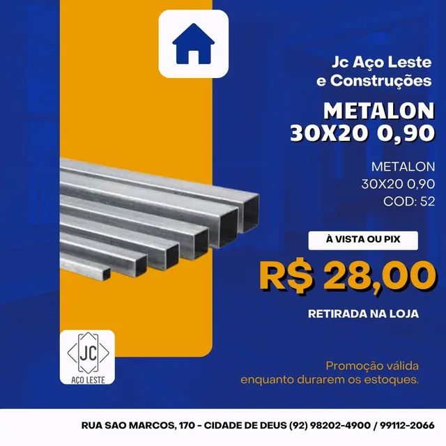 "metalon 30x20" no Brasil