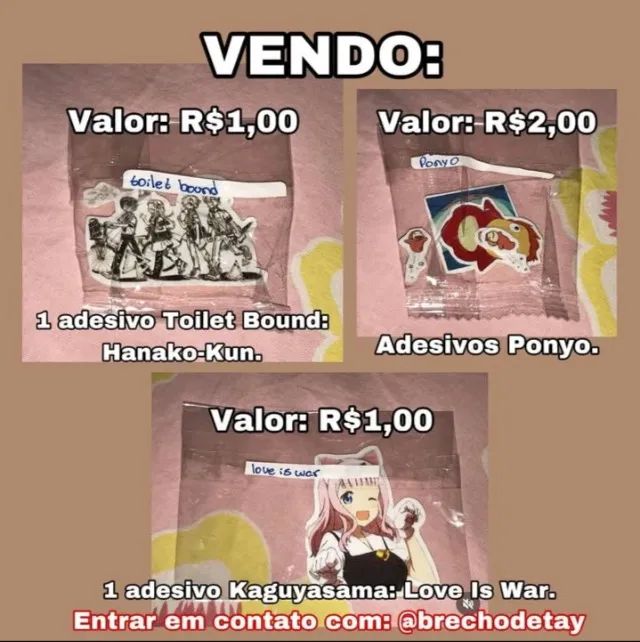 Adesivos de Anime (Toilet Bound: Hanako-Kun, Ponyo e Kaguyasama: Love ...