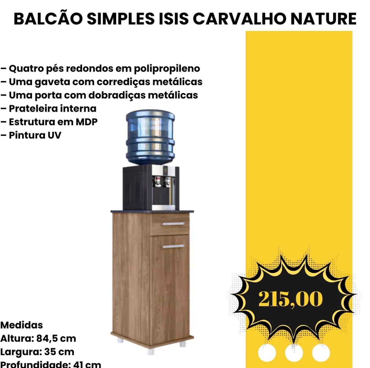 Balcão Simples Isis Carvalho Nature - Móveis Para Organização - Vila ...
