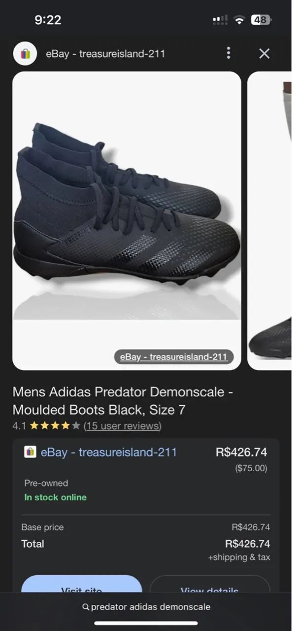 Chuteira Adidas Predator Demonscale Black - Tamanho 7 - Esportes de ...