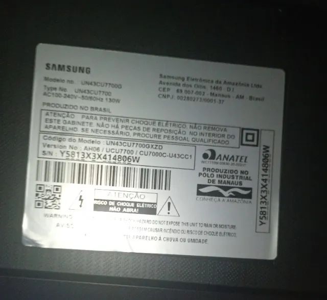 Tv Samsung 43 polegadas smartphone usadal! Vem com controle remoto ...