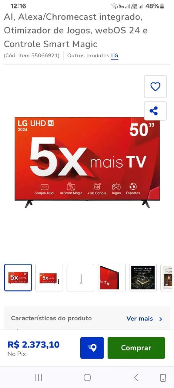 Smart TV LG 50" UHD AI, Alexa/Chromecast, webOS 24 - TVs - Rachel de Queiroz, Fortaleza ...