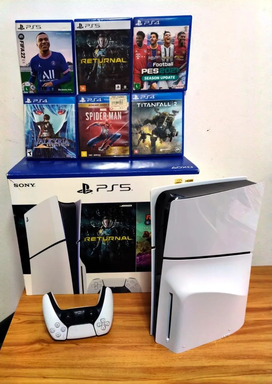 Ps5 Slim Completo C/ Leitor + Vários Jogos - Ac cartão - Consoles de ...